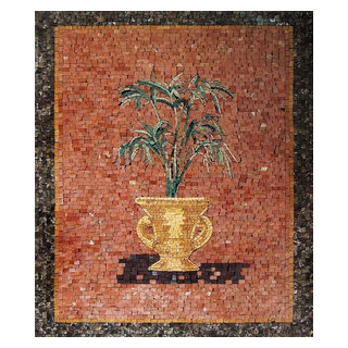 Mosaic Wall Art, Golden Pot, 31" x 35" - Traditional - Tile Murals - by ...