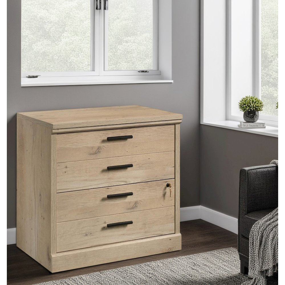Beige Storage Cabinet with Doors and Shelves, Engineered Wood ...