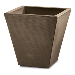 Gramercy Double Walled Low Square Planter, 16" - Transitional - Outdoor ...