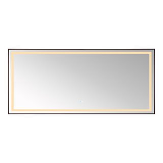 Horizontal Rectangular LED Wall Mount Bathroom Mirror, 72" - Modern ...