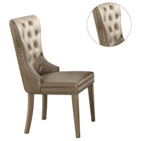 Set of 2 Upholstered Side Chairs, Champagne - Transitional - Dining ...