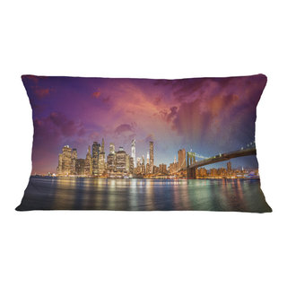 New York City Manhattan Skyline Red Cityscape Photo Throw Pillow, 12 ...