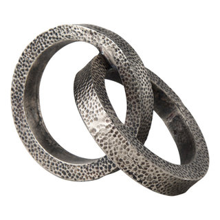 Rafiki 7.9Lx5.9Wx5.9H Two Blackened Hammered Finish Metal Conjoined ...