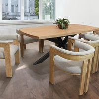 Logan 9-Piece Set With 82" Dining Table And 8 Trish Gray Arm Chairs - Farmhouse - Dining Sets ...