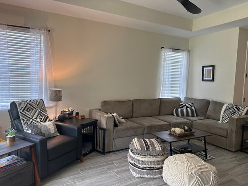 How to design the wall behind off-center couch? | Houzz Forum