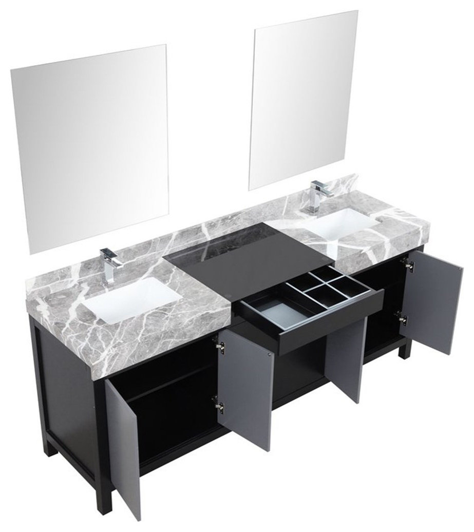 Lexora Home Zilara 36" Single Marble Top Bathroom Vanity with Mirror ...