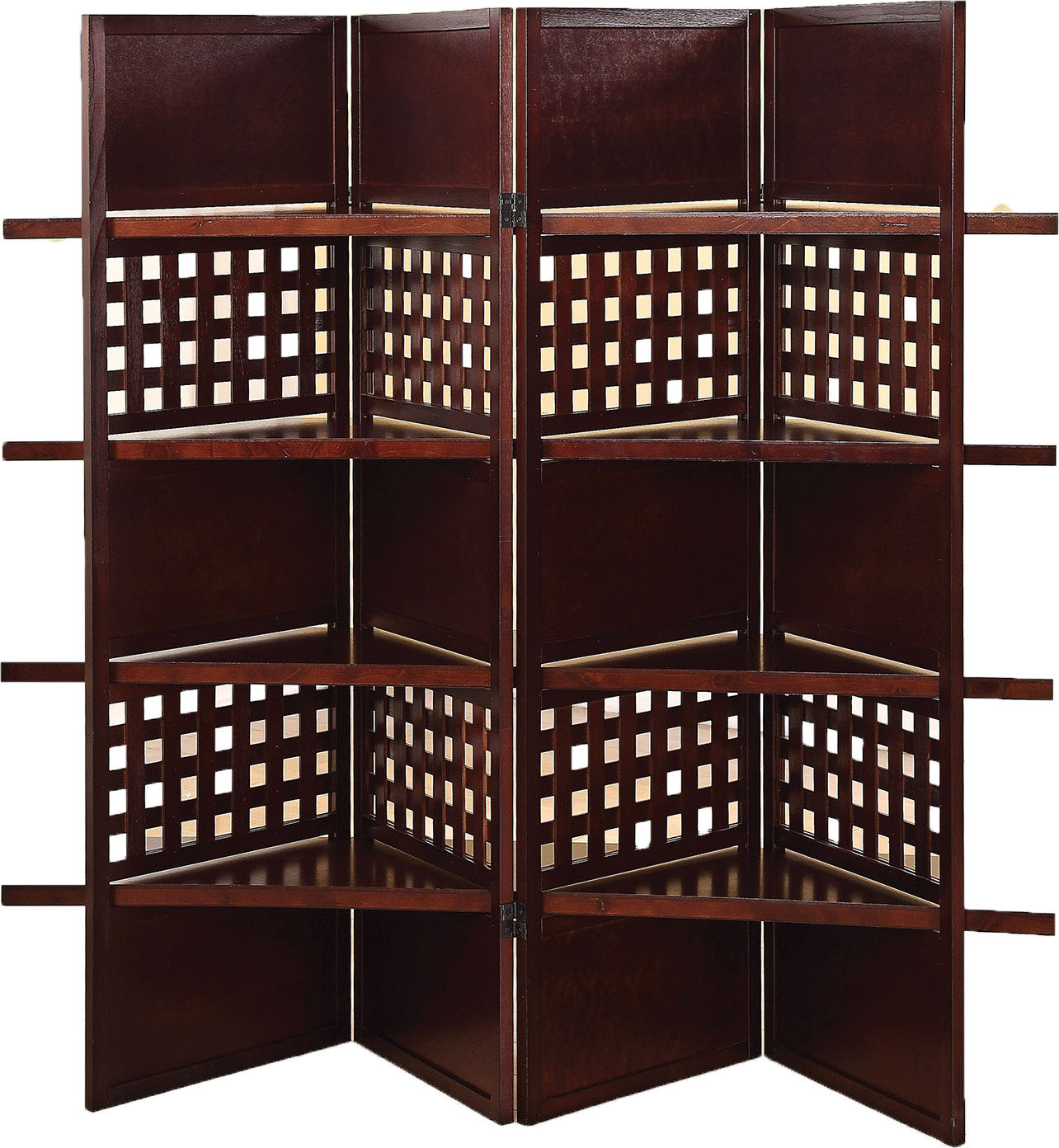 72" X 1" X 59" Dark Brown 4 Panel Wooden Screen - Transitional ...