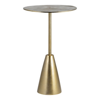 Metal, 14X23"H, Cone Base Side Table, Gold Kd, 14x14x23 inches ...