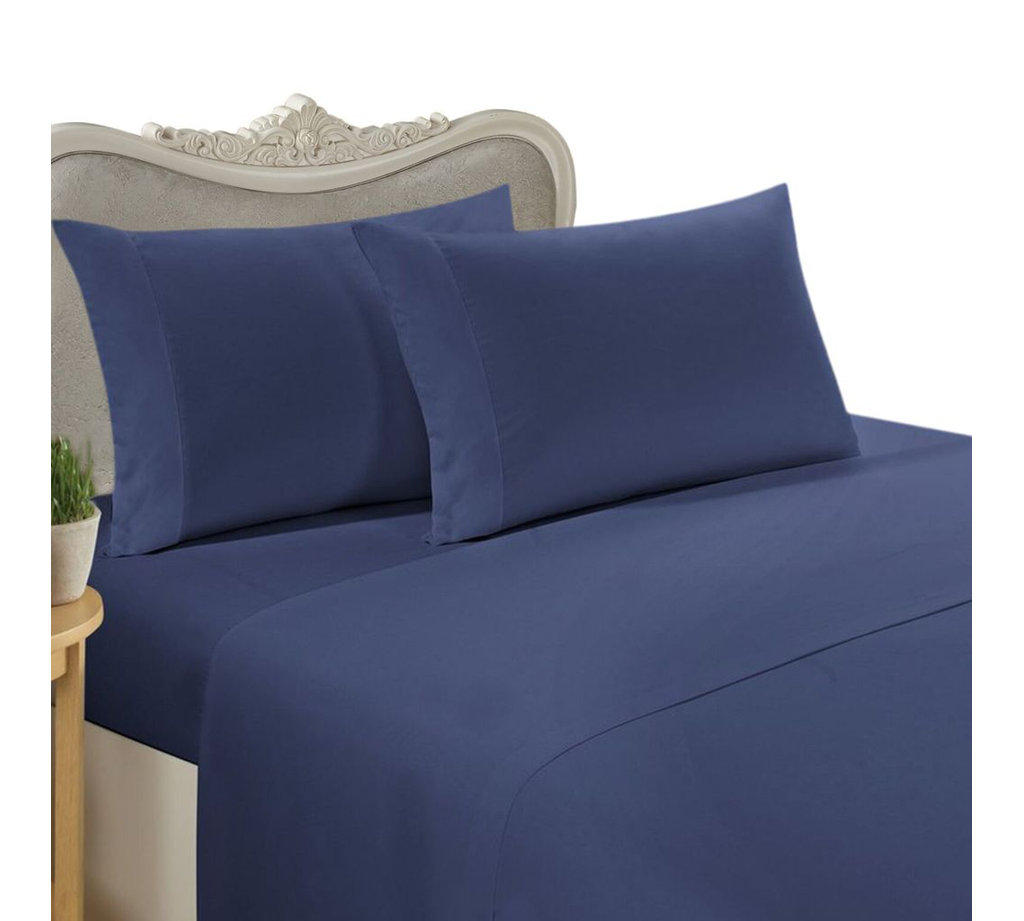 Navy Solid Full Size 4 Piece Down Alternative Comforter And Duvet Cover ...