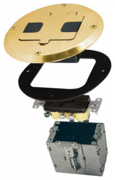 Raco 6239Bp Round Floor Box Kit, Brass Finish, 15 Amp - Transitional ...