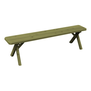 Cedar Cross-Leg Bench, 6 Foot - Contemporary - Outdoor Benches - by ...