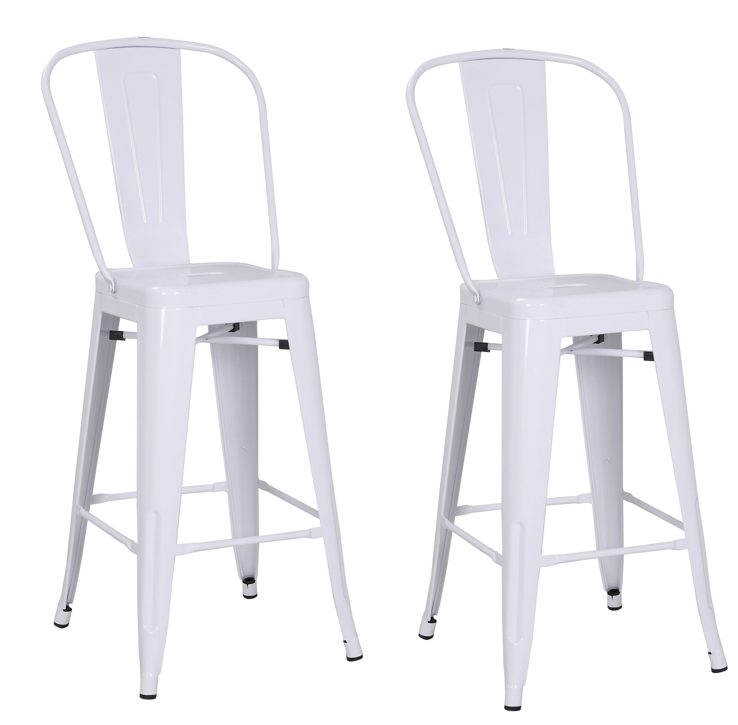 Metal Frame Chair with Vertical Slat, Set of 2, White - Industrial ...