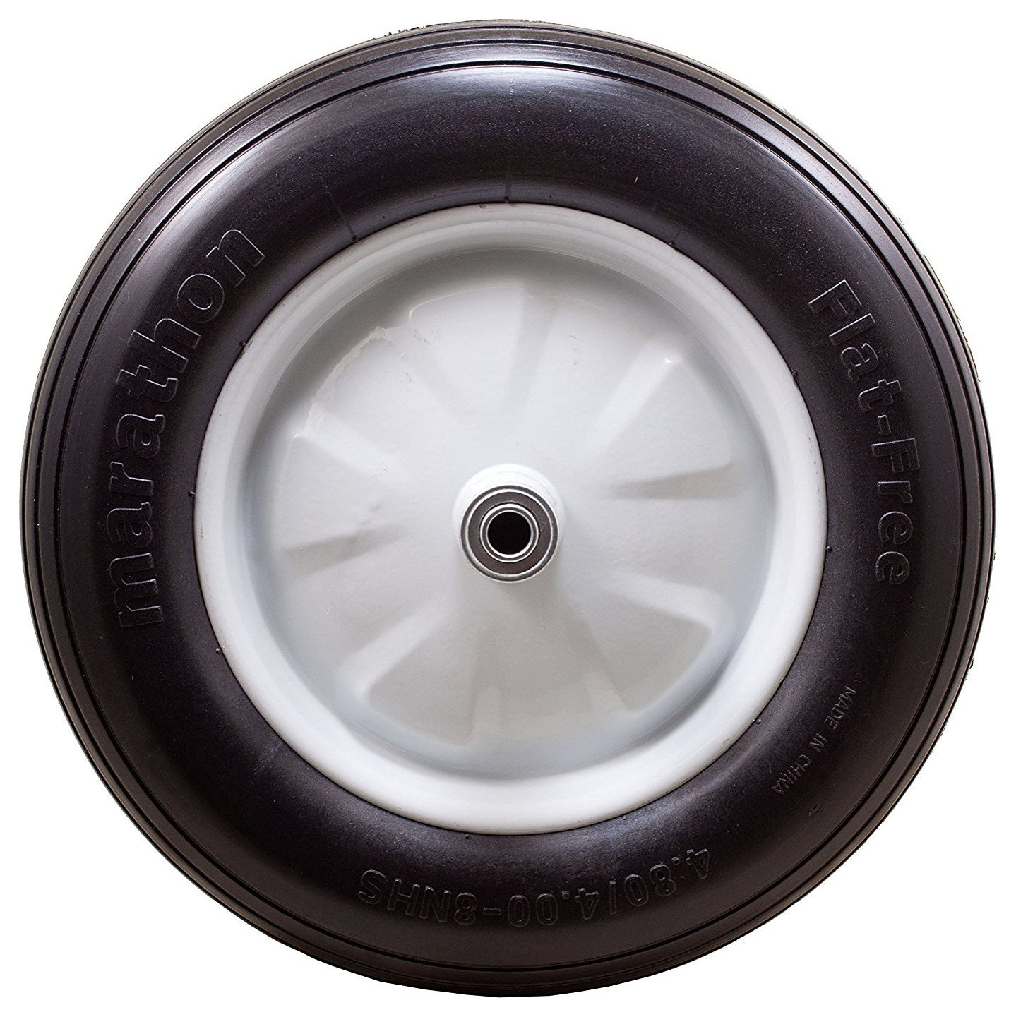 Marathon 00001 Flat Free Wheelbarrow Tire on Wheel, Ribbed Tread, 4.80 ...