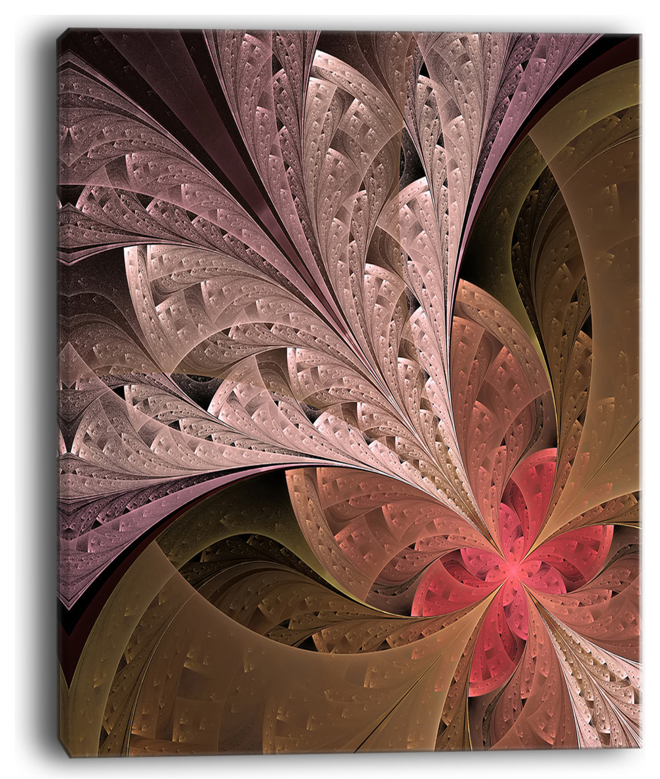 "Beautiful Fractal Flower in Beige" Large Wall Art, 12"x20 ...