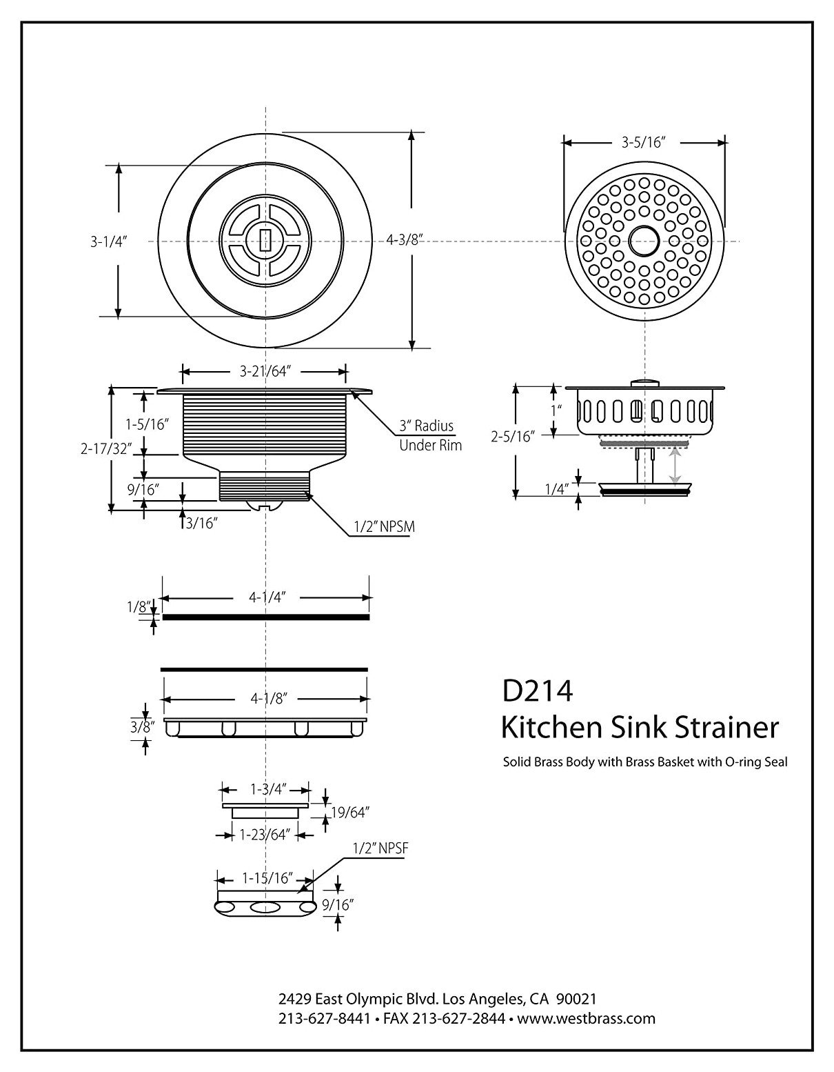Two Wing Nut Style Large Kitchen Basket Strainer, Polished Nickel ...