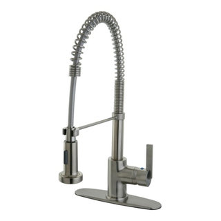 Satin Nickel Gourmetier Single Handle Pull-Down Spray Kitchen Faucet ...