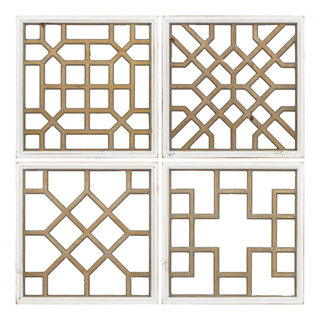 HomeRoots 16" X 16" Wooden Deco Squares, Set of 4 - Contemporary - Wall ...