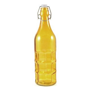 Complete Kitchen Yellow Glass Dimple Bottle Bail - Transitional - Water ...