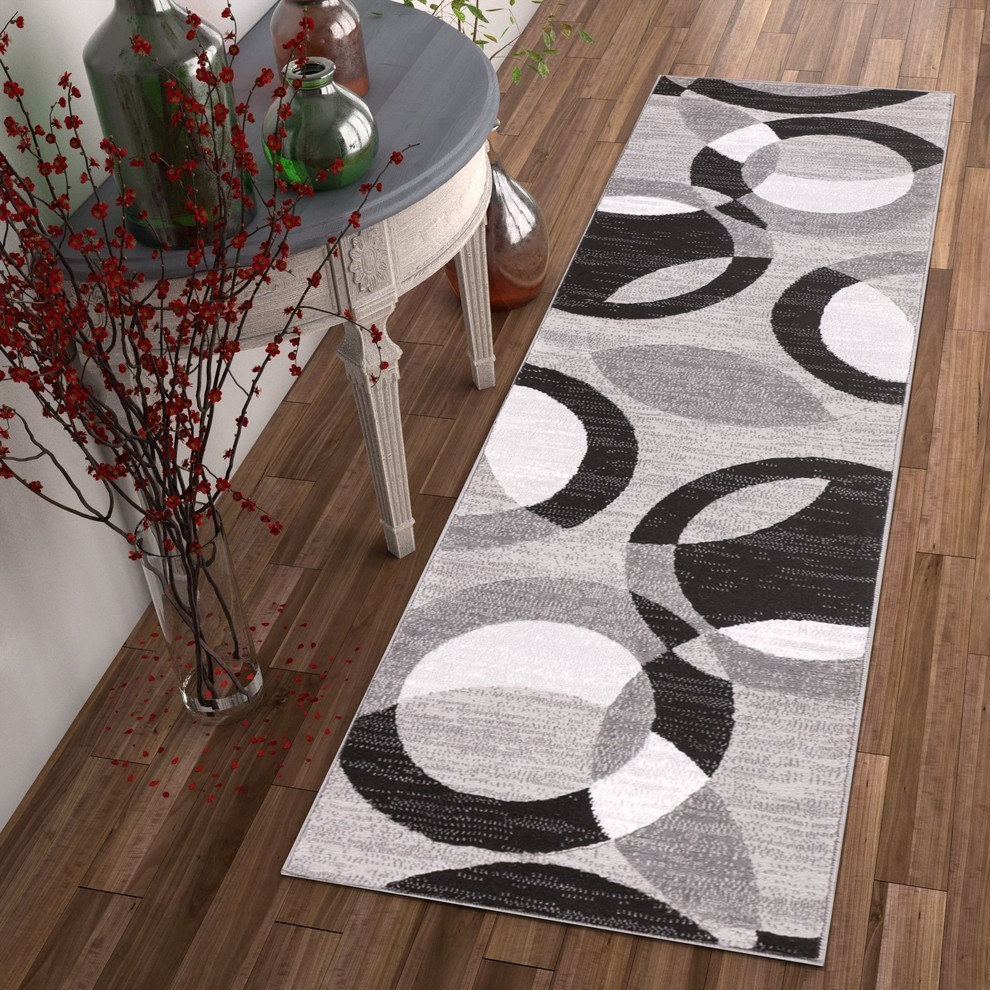 Well Woven Dulcet Bingo Modern Geometric Shapes Gray Area Rug, 2' x 7'3 ...
