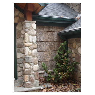 Rustic Lake House - Exterior Stone Column Detail - Rustic - Newark - by ...