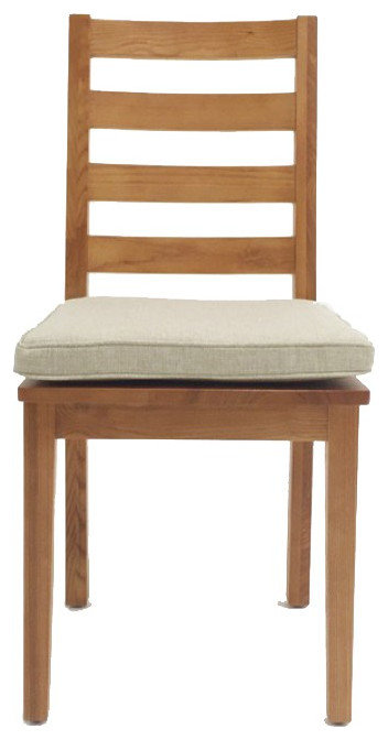 Ladder Back Dining Chair with Cushion Seat and Block Legs, Set of 2 ...