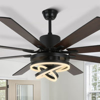 72" Modern 8 Wood Blades Large Ceiling Fan w LED Light - Contemporary ...