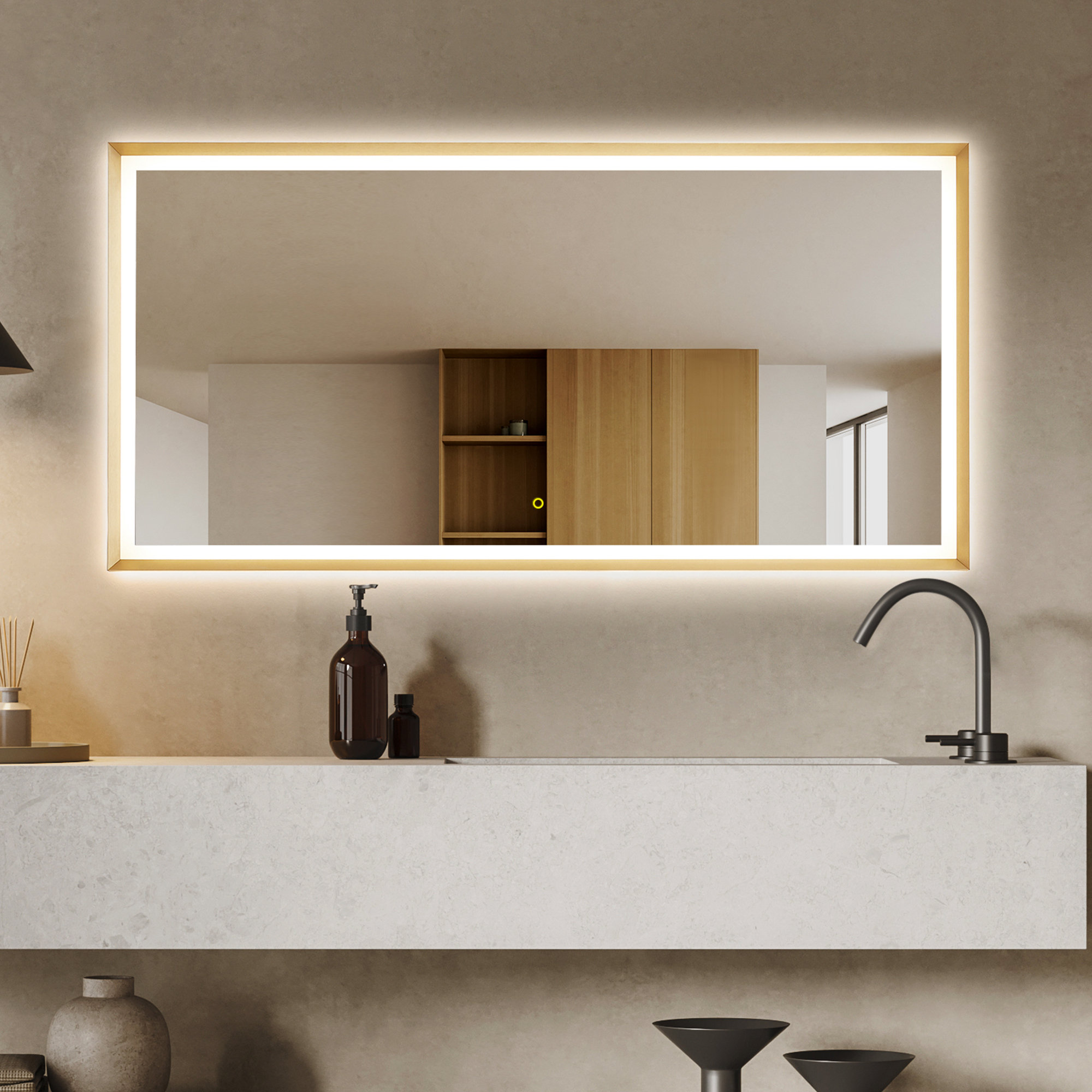 Apollo Anti-Fog Dimmable Vanity, LED Lighted Wall Mirror, 60" - Modern ...