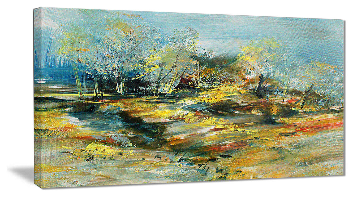 "Abstract Landscape" Abstract Canvas Print, 32"x16" - Contemporary ...