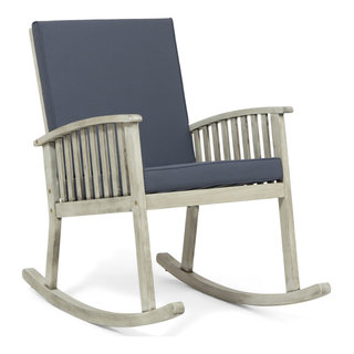 Beulah Outdoor Acacia Wood Rocking Chair - Farmhouse - Outdoor Rocking ...