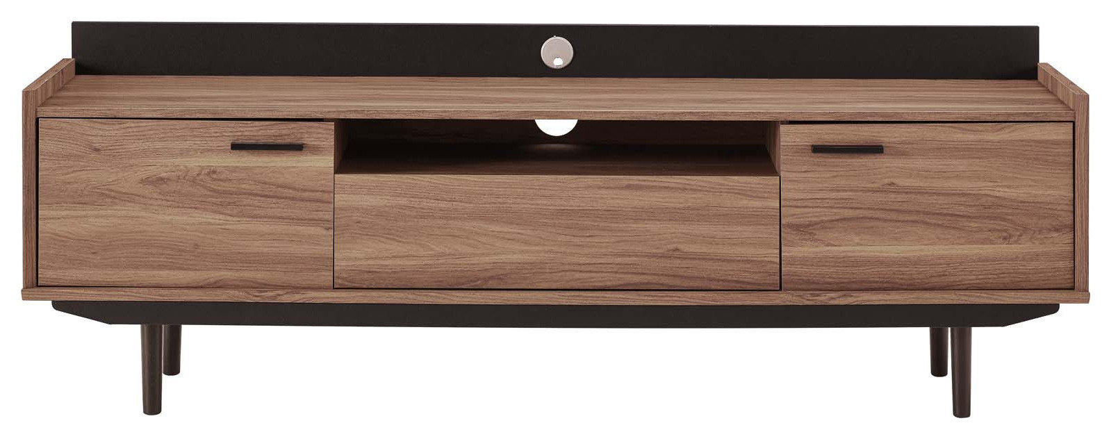 Modern Designer Lounge Media TV Stand Table, Wood, Natural Walnut Black ...