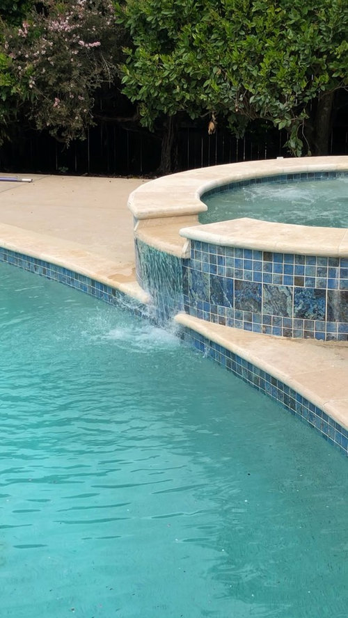 Spa spillover length for waterfall