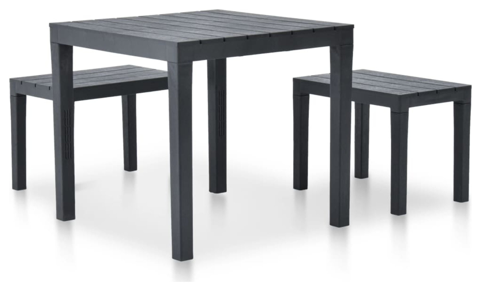 Vidaxl Garden Table With 2 Benches Plastic Anthracite - Transitional ...