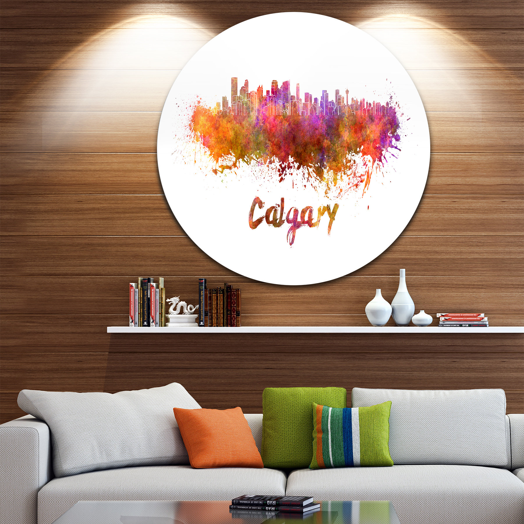 Calgary Skyline, Cityscape Disc Metal Artwork, Disc of 11 inch ...