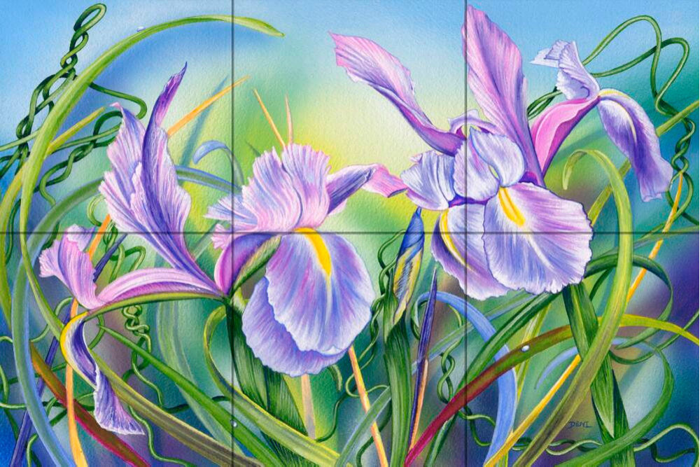 Tile Mural Kitchen Backsplash - Spring Iris-DF - by Denise Freeman, 18 ...