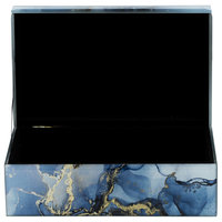 Wood, 8X5 Abstract Box, Blue/Gold, 8x5x3 inches - Contemporary ...