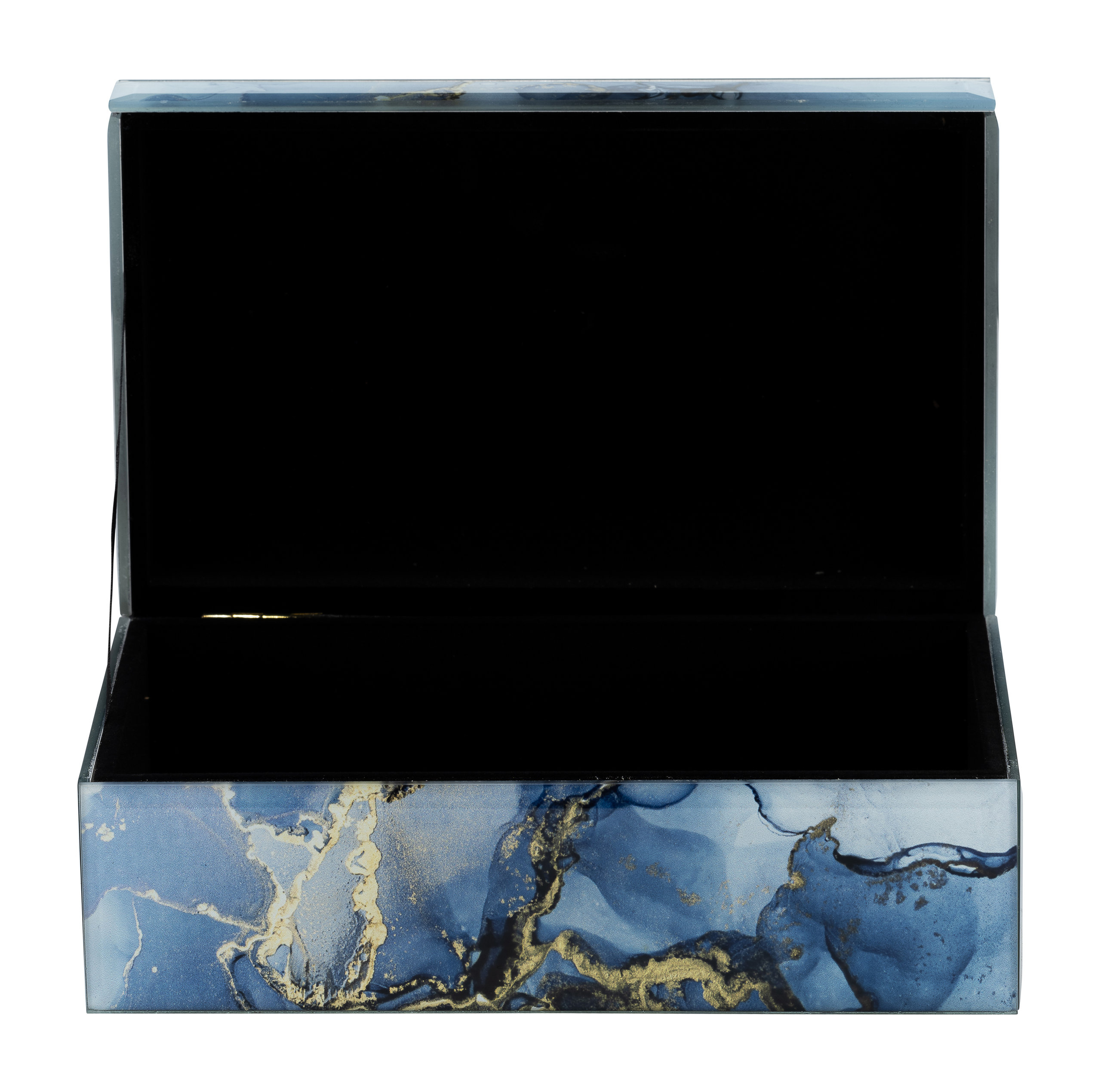 Wood, 8X5 Abstract Box, Blue/Gold, 8x5x3 inches - Contemporary ...