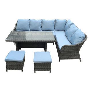 Rimini 5-Piece Outdoor Sectional and Dining Set - Tropical - Outdoor ...