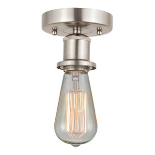 Bare Bulb 2" Semi-Flush Mount, Brushed Satin Nickel Finish - Industrial ...