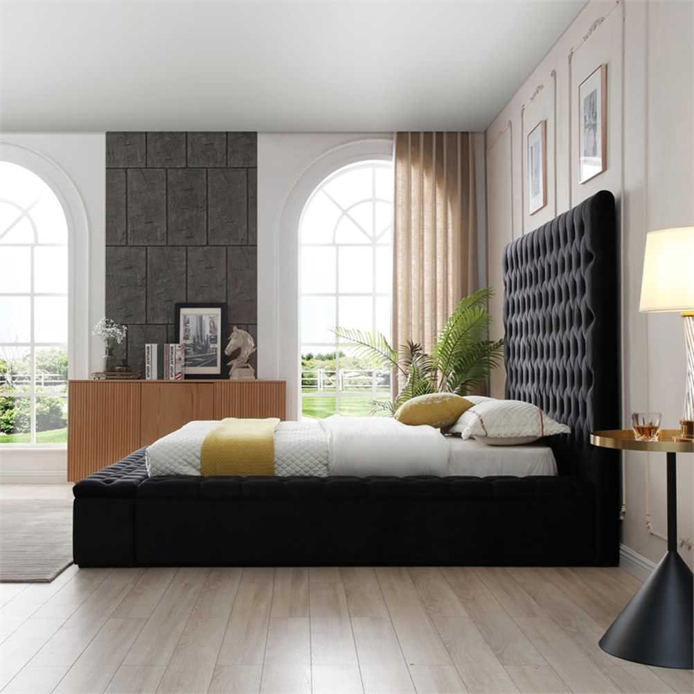 Better Home Products Cosmopolitan Velvet Upholstered Platform King Bed ...