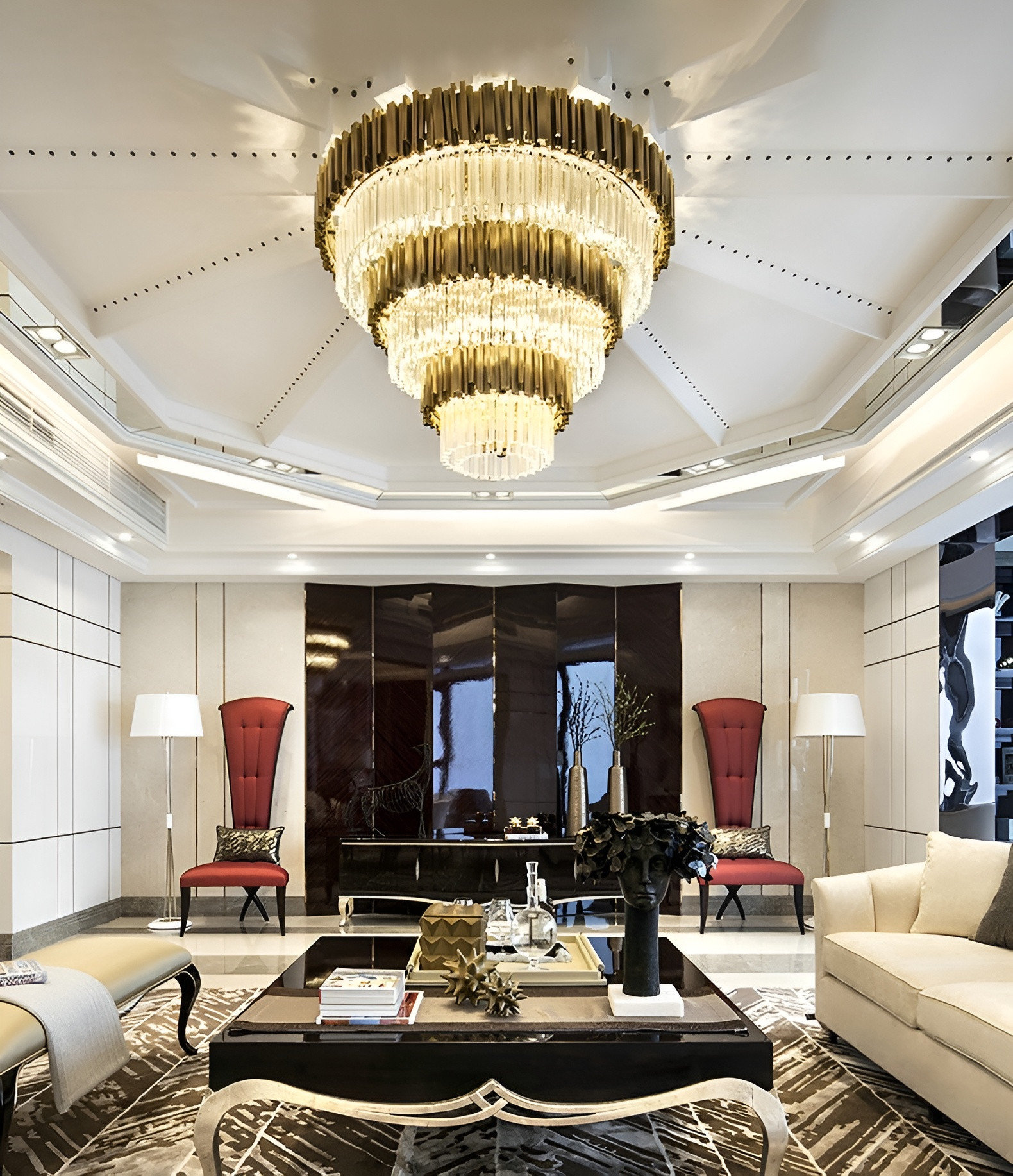 Beausoleil | Empire Gold Crystal Chandelier For Stairway, Dia 35.4'' 3 ...