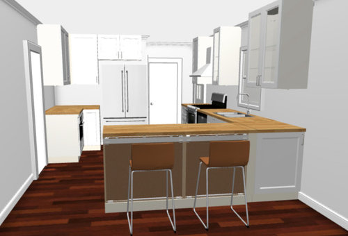 Awkward kitchen layout - fridge and stove positioning.