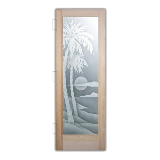 Interior Doors - Palm Sunset Frosted Glass Design - 28" x 80 ...