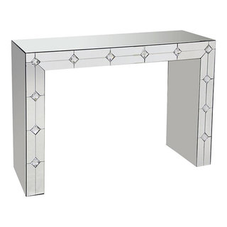 ACME Hessa Engineered Wood Console Table in Mirrored & Faux Rhinestone ...