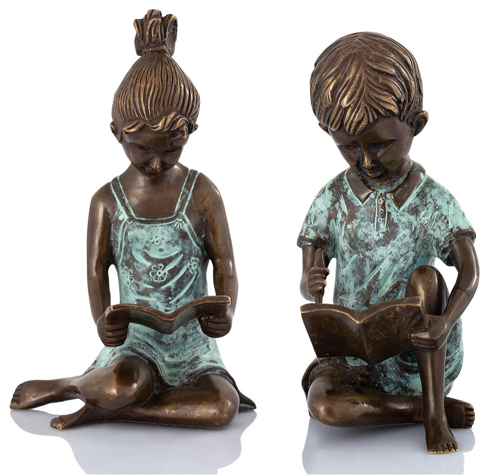 Boy and Girl Bookends Pair - Contemporary - Bookends - by SPI | Houzz