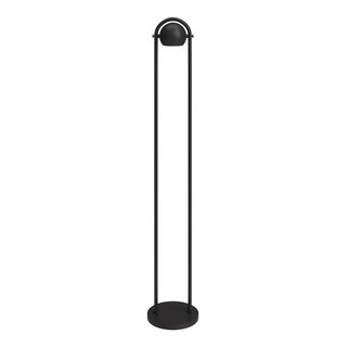 64" Black Column Floor Lamp With Black Globe Shade - Transitional ...