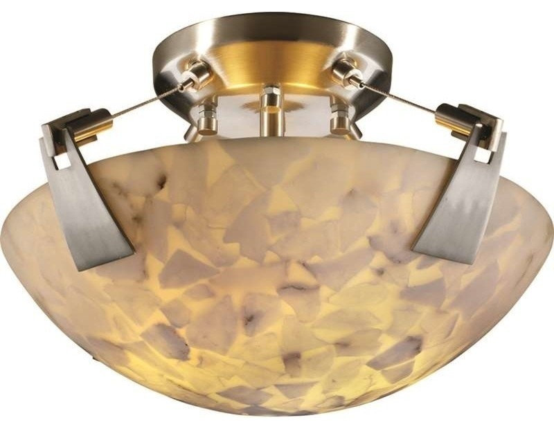 Alabaster Rocks! Tapered Clips 16" Semi-Flush, Round Bowl, Nickel ...