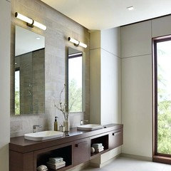 off center sink and vanity light