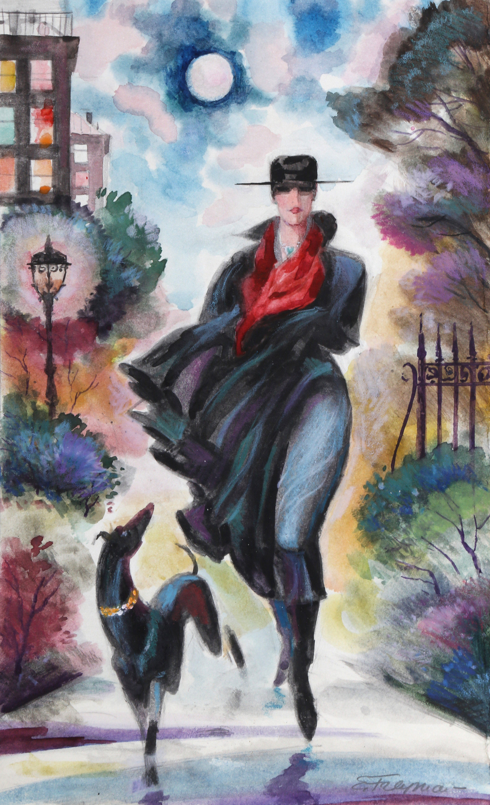 Moonlight Stroll, Erik Freyman, 9.5x7.5 - Contemporary - Paintings - by ...