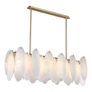 Acquacanina | Luxury Rectangle Gold Glass Modern Chandelier, L47.2 ...