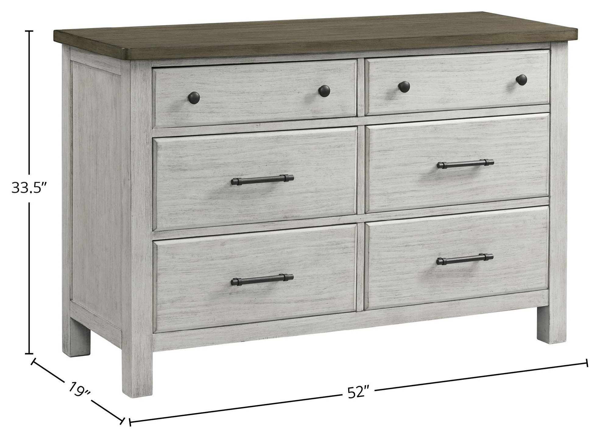 Timber Ridge 6-Drawer Wood Dresser, Weathered Washed Sierra - Farmhouse ...